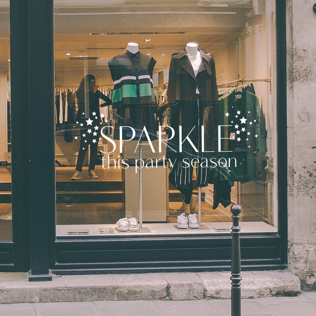 Sparkle This Party Season Retail Window Vinyl. Festive Shop Window ...