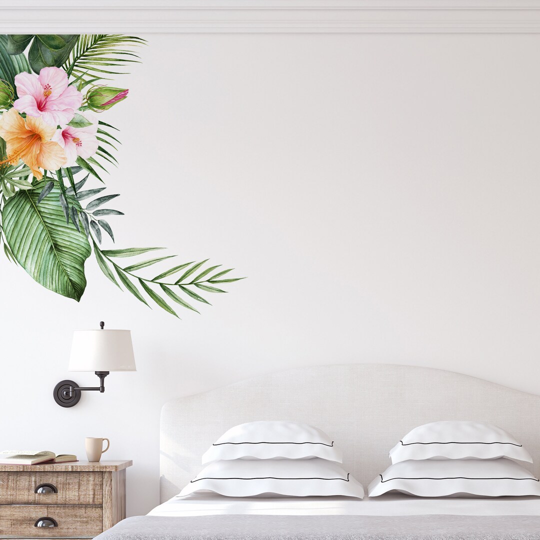 Tropical Floral Wall Sticker. Tropical Flowers Home Decor. Alternative ...