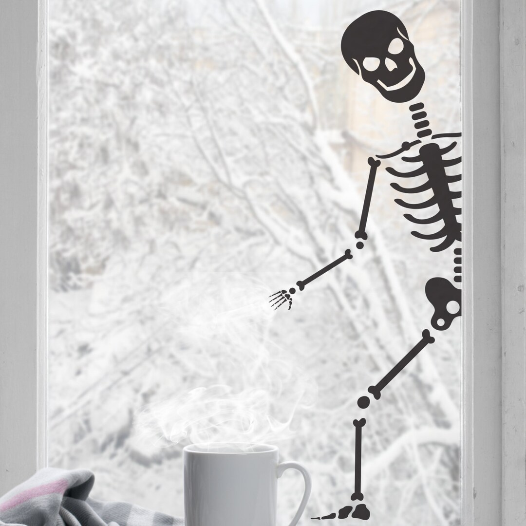 Skeleton Halloween Wall Sticker. Bones Party Decor & Window Sticker - Etsy