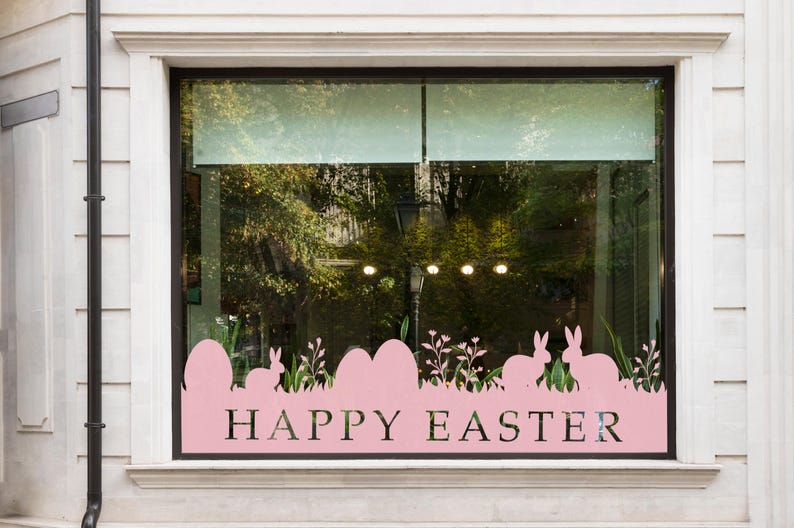 Happy Easter Banner Retail Window Vinyl - Etsy