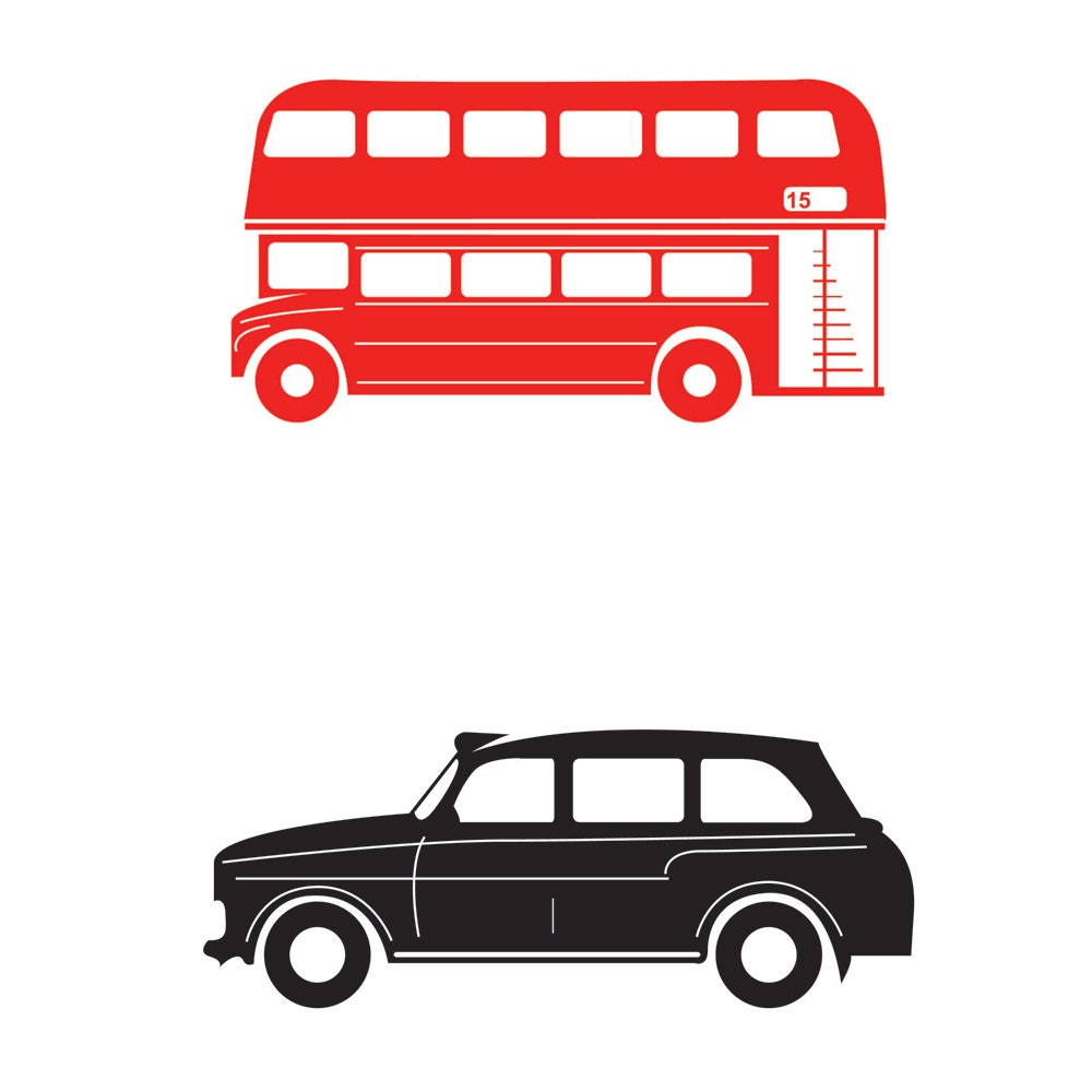 London Bus or Taxi Wall Sticker Sets-Wall Decal-London Bus | Etsy