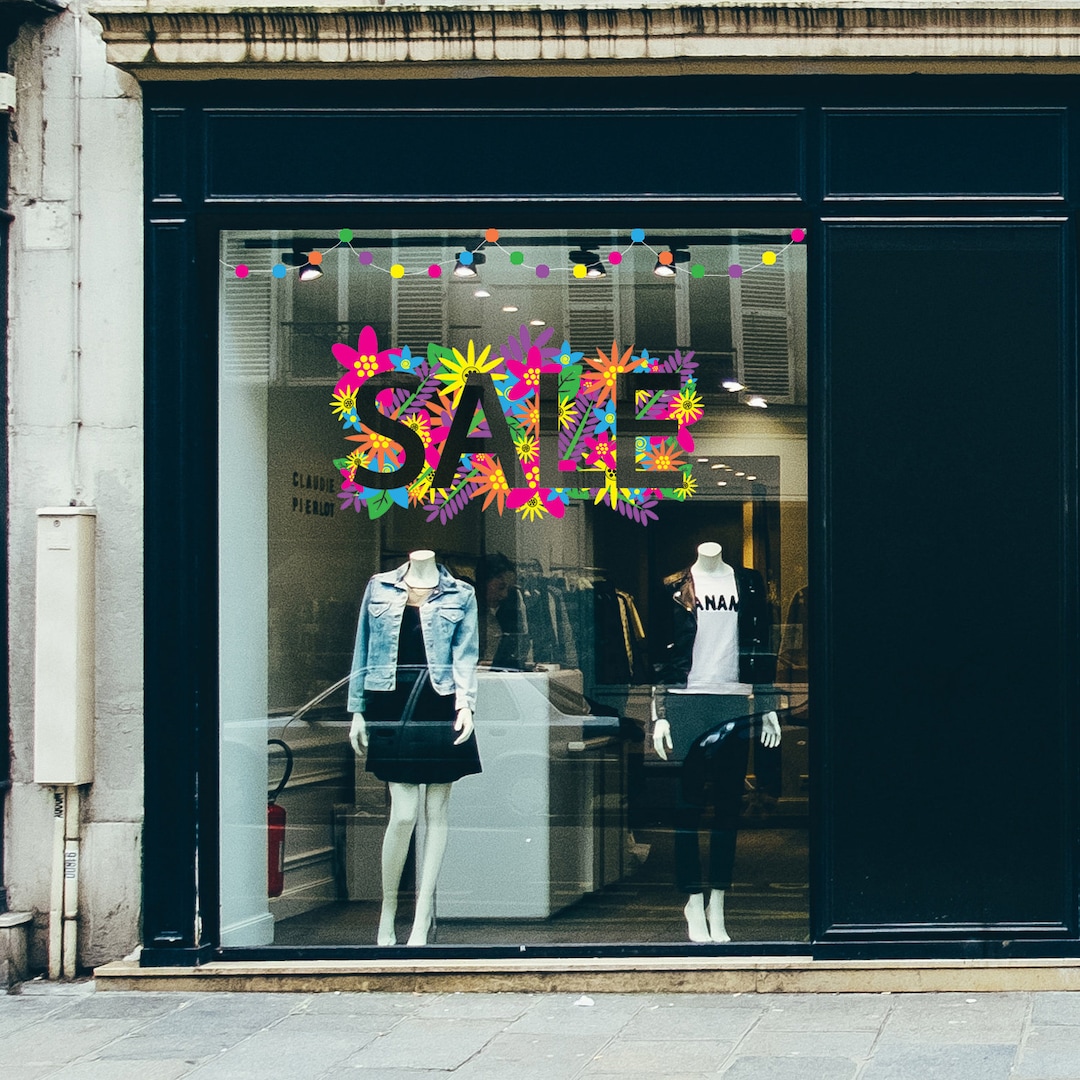 Floral SALE Retail Window Vinyl - Single Sale Sign – Shop Sign & Window ...