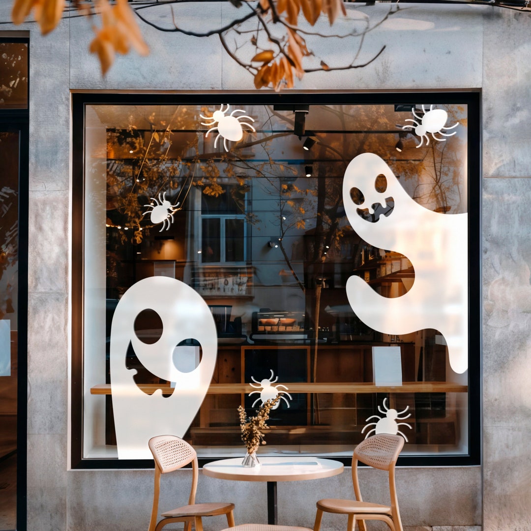 Creepy Ghost and Spider Retail Vinyl. Shop Window Retail Graphics ...