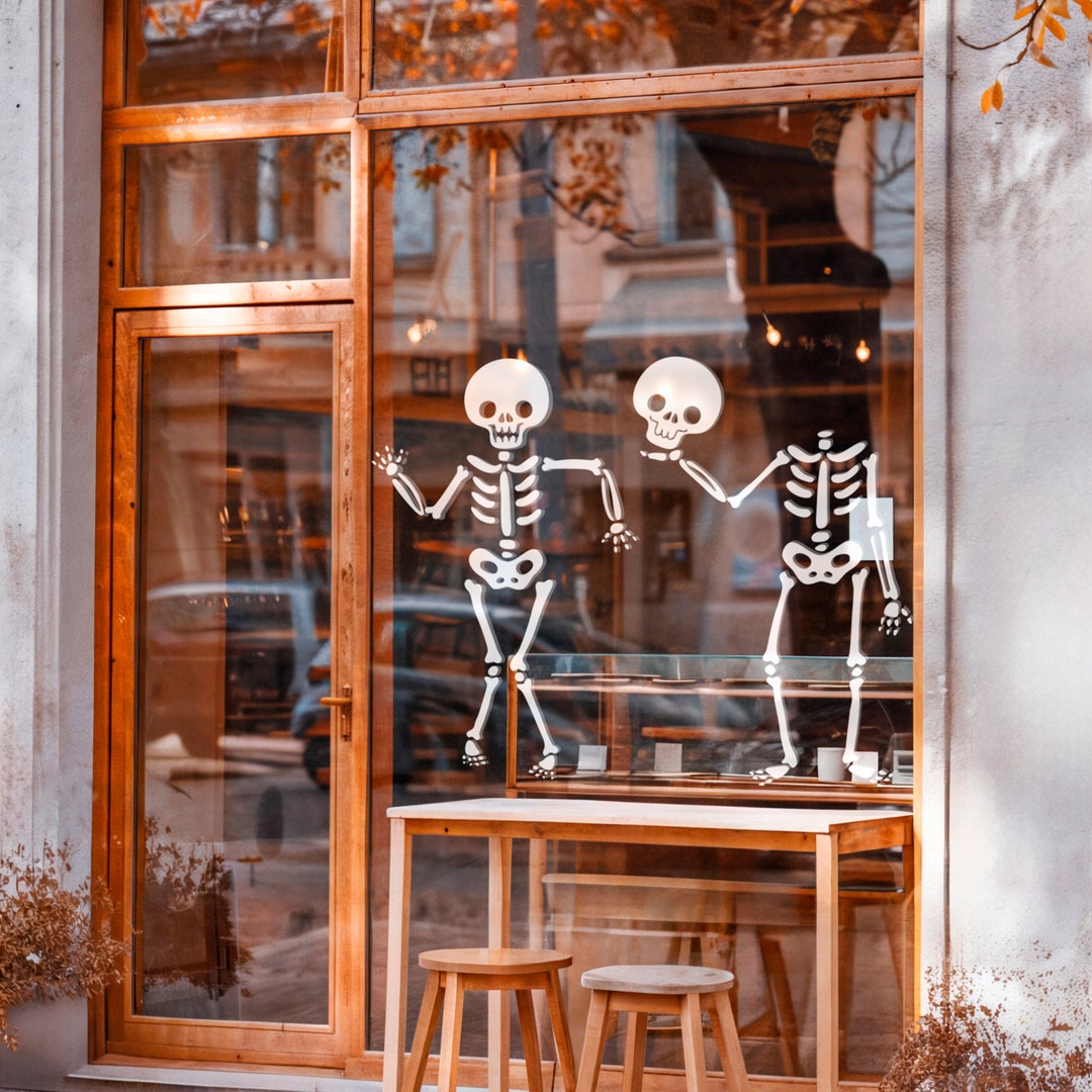 Skeleton Retail Vinyl. Shop Window Retail Graphics. Happy Halloween ...