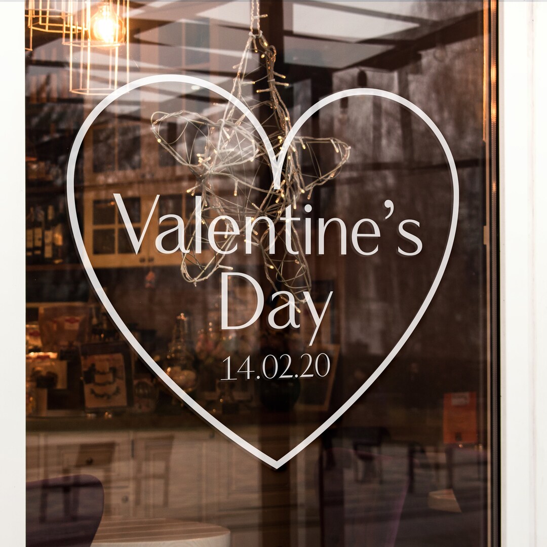 Valentines Day Heart Window Sticker Vinyl. Window Retail Graphics ...