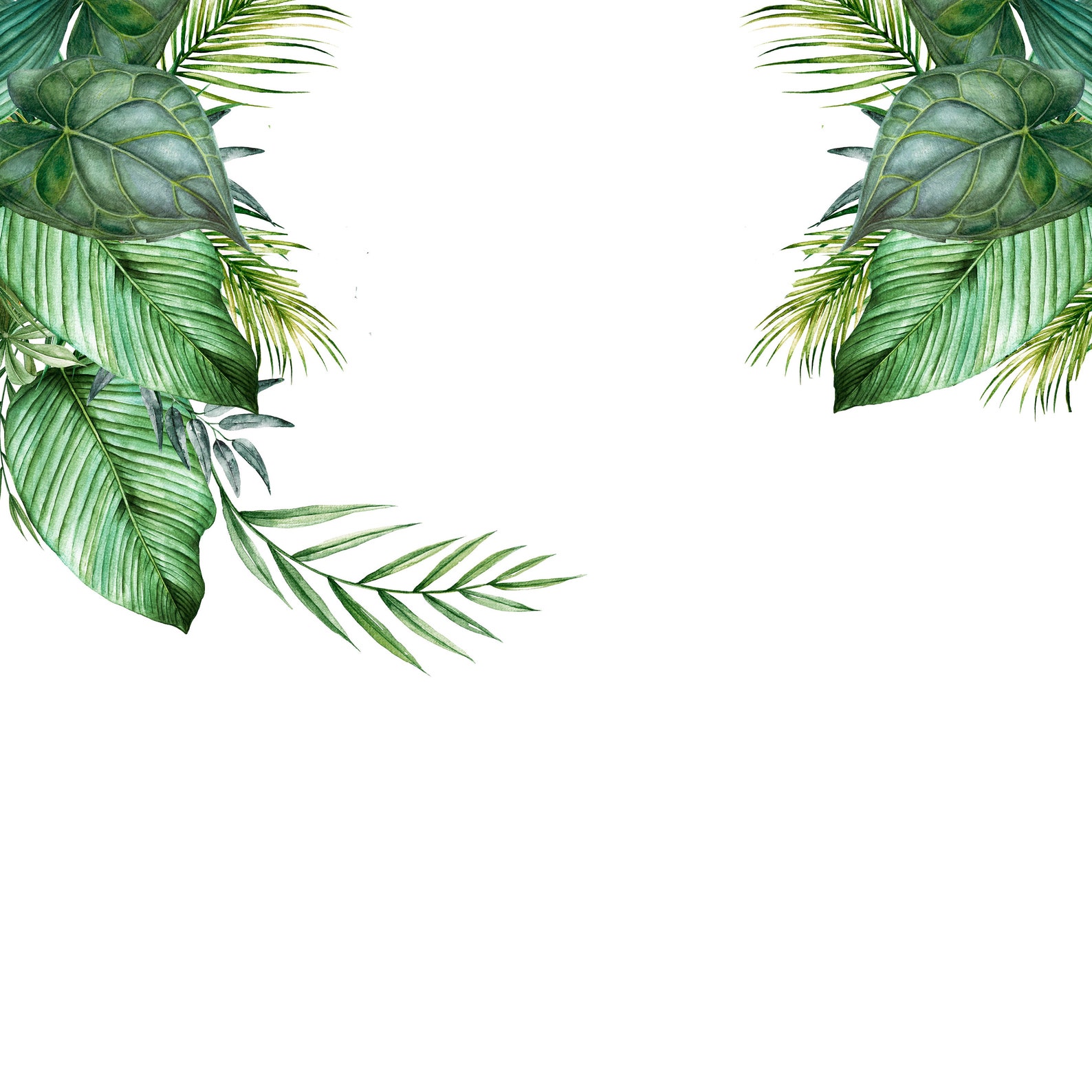 Tropical Leaves Wall Sticker Set. Tropical Flowers Home Decor. - Etsy