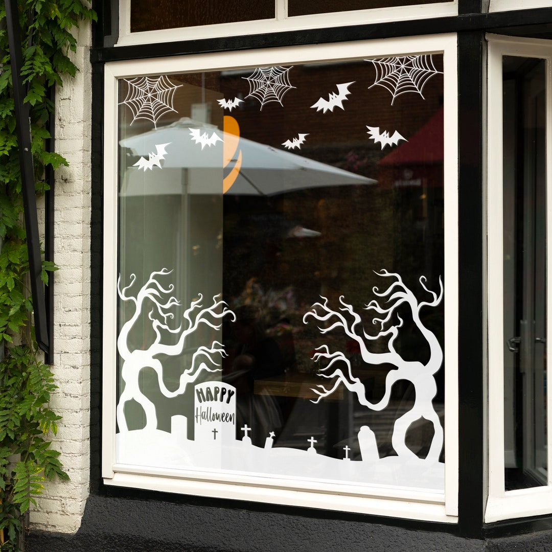 Spooky Night Scene Retail Window Vinyl. Shop Window Retail Graphics ...