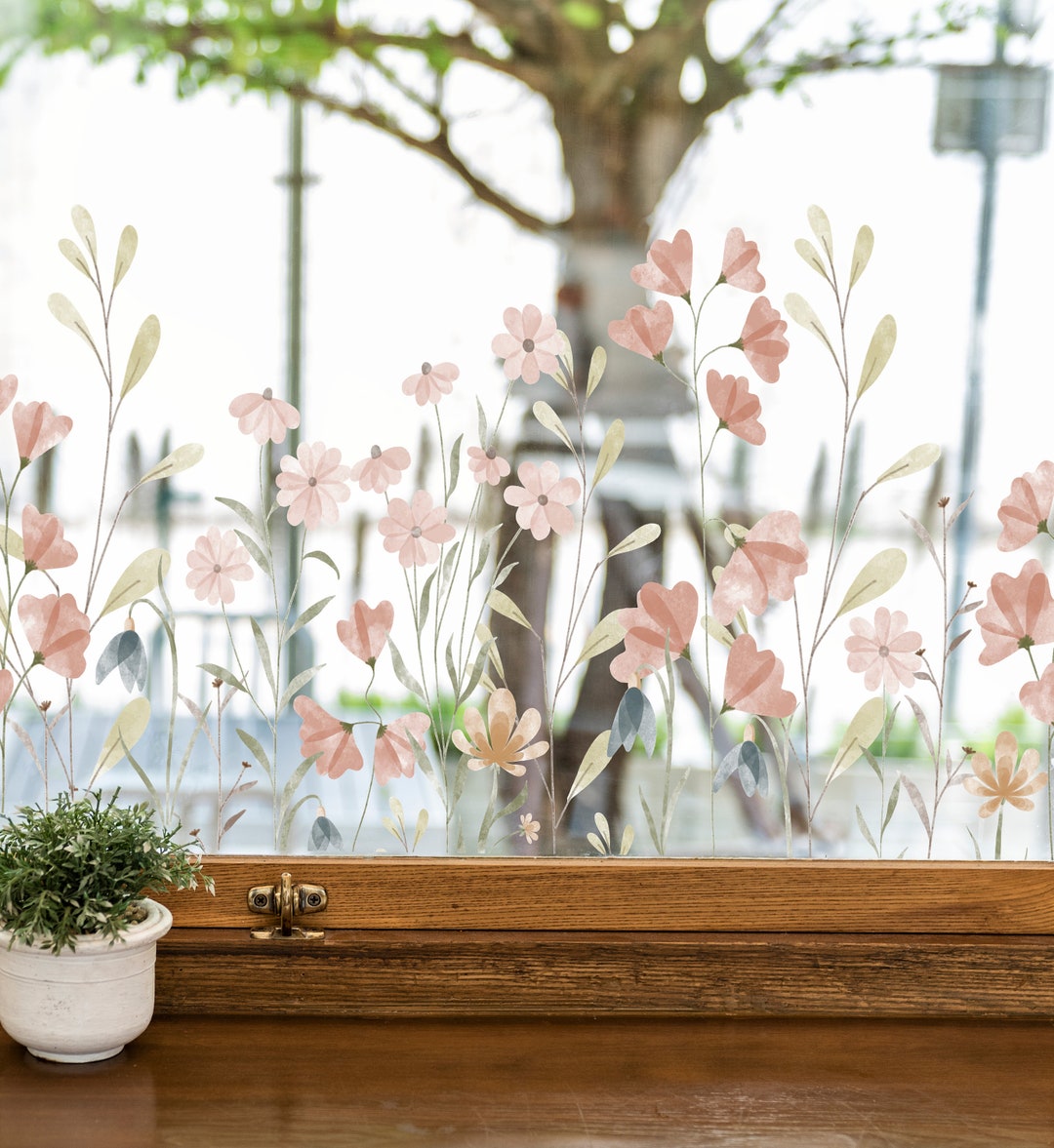 Pink Flowers Double Sided Window Sticker - Etsy