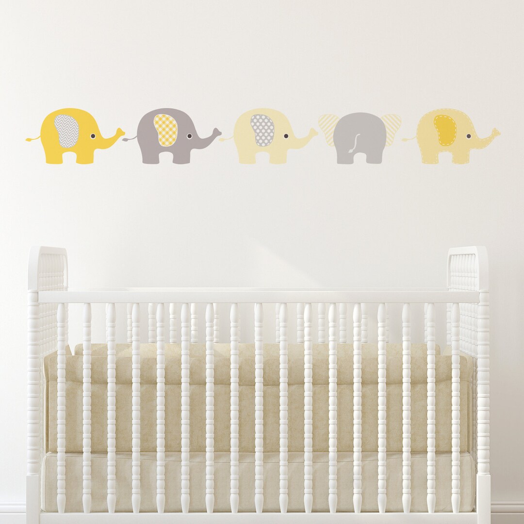 Yellow Elephants Wall Sticker Decals. Nursery & Children's Bedroom ...