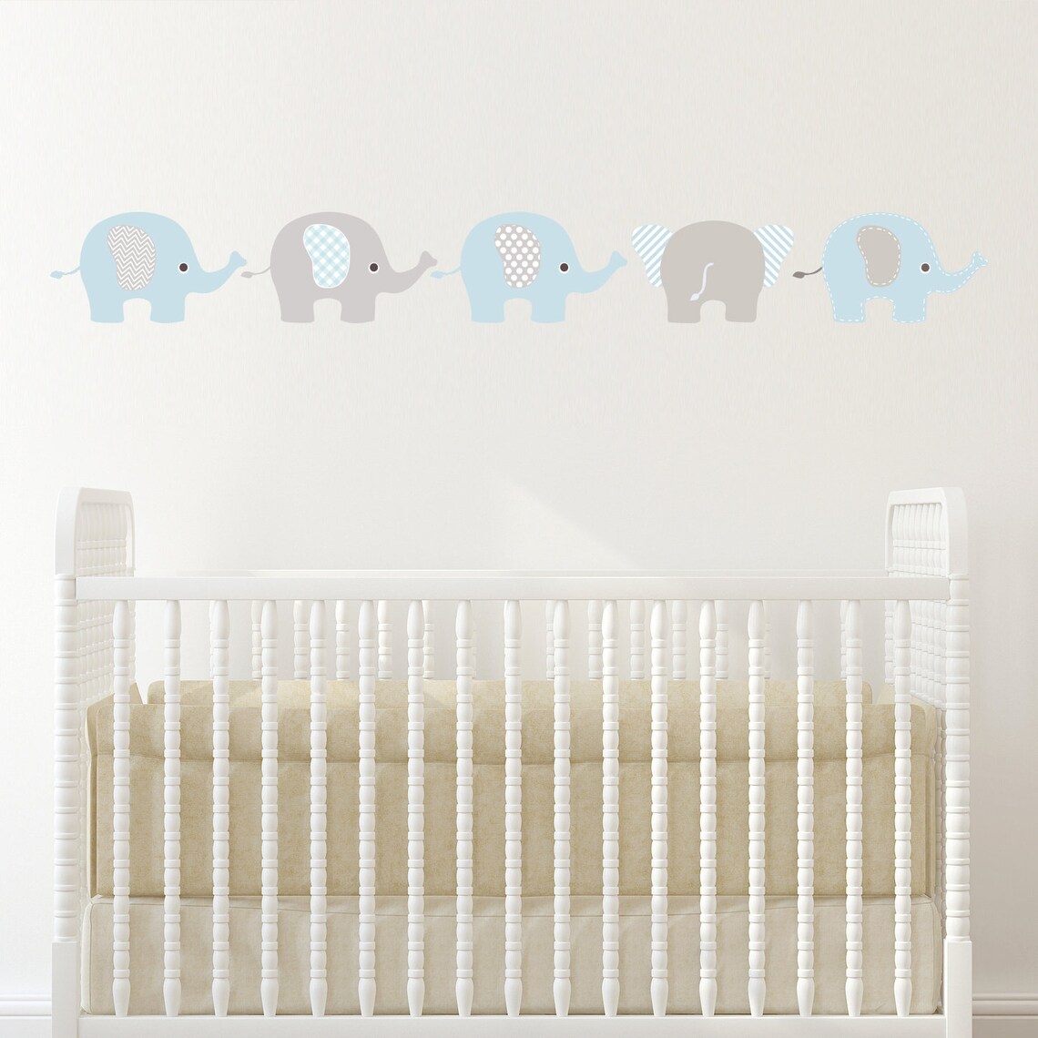 Pastel Blue Elephants Wall Sticker Decals. Nursery & Children's Bedroom ...
