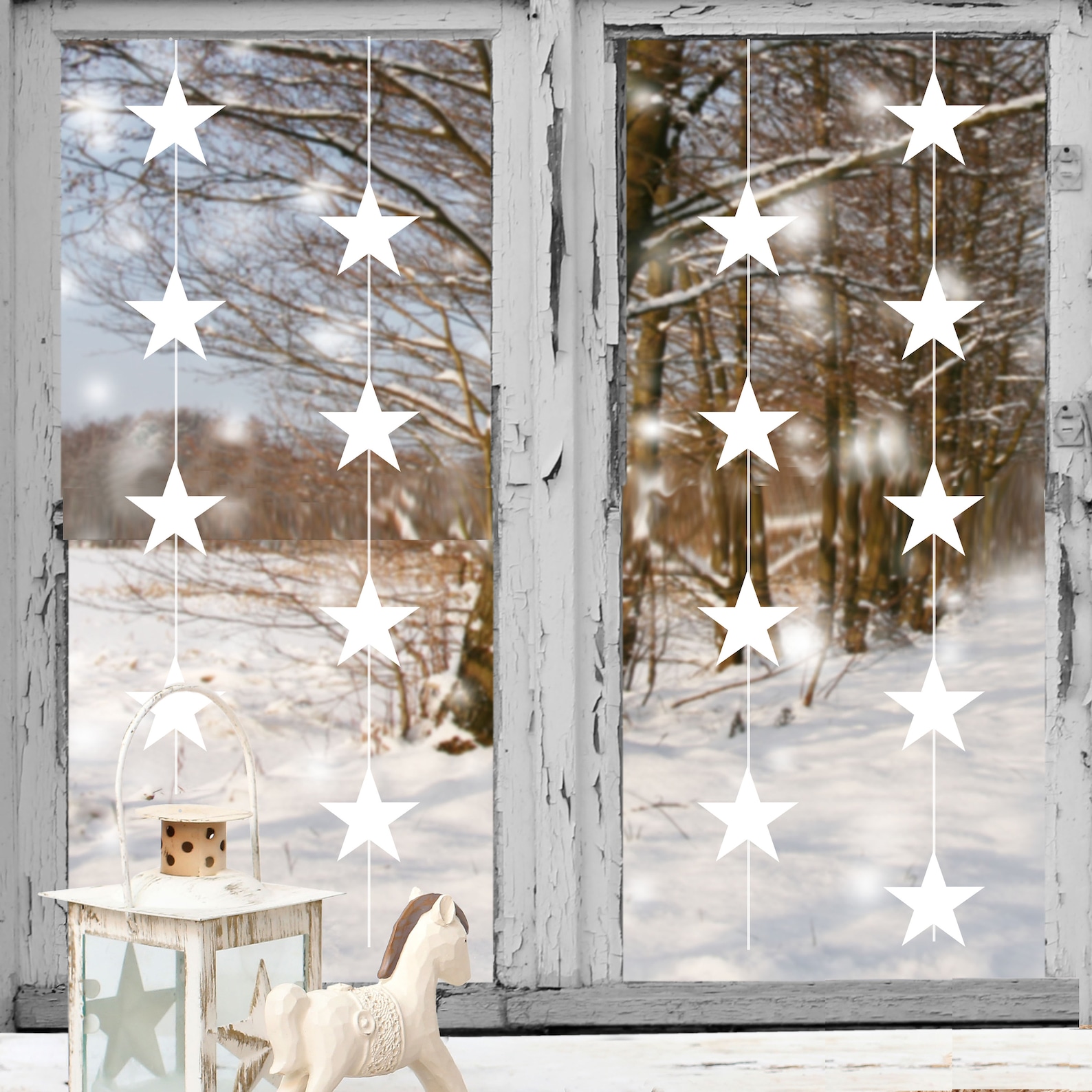 Christmas Star Garland Wall and Window Sticker. Festive Christmas ...