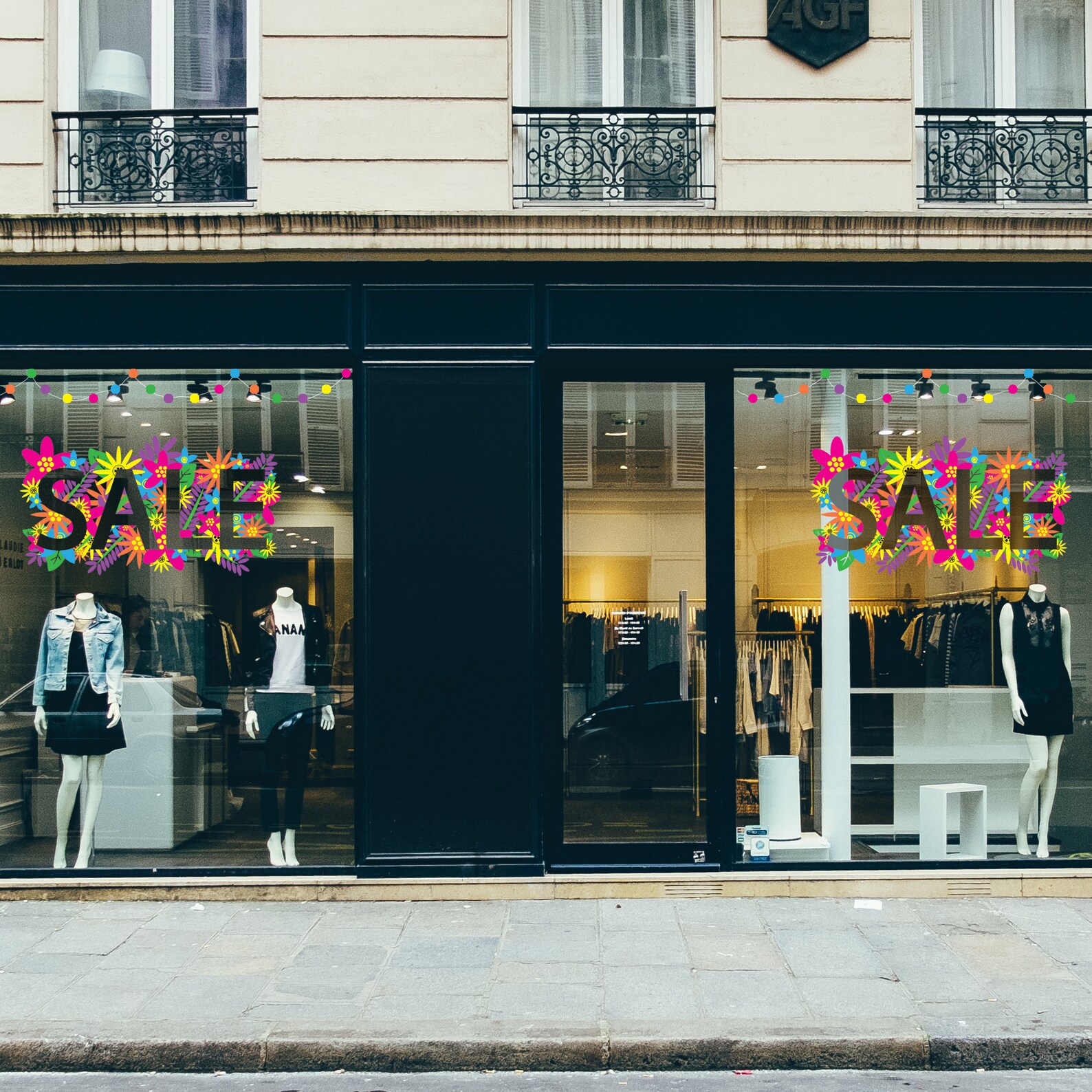 Floral SALE Retail Window Vinyl - Single Sale Sign – Shop Sign & Window ...