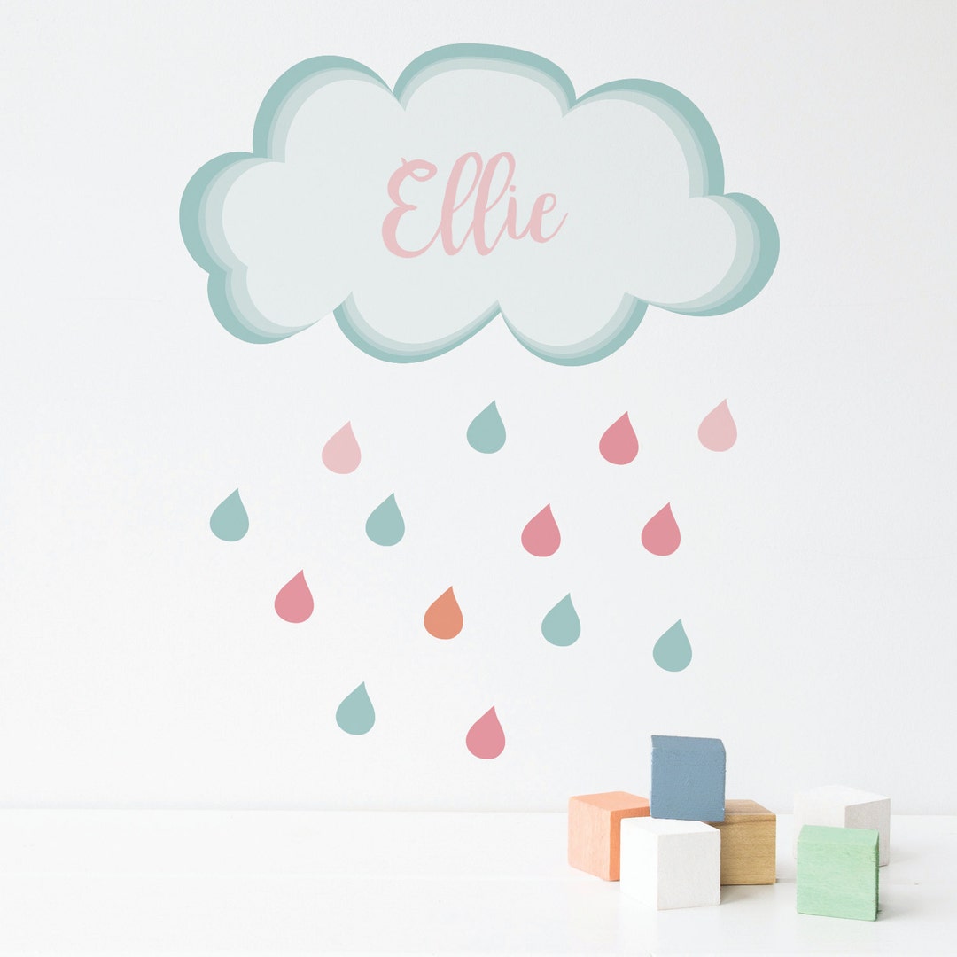 Personalised Rain Cloud Wall Decal – Nursery Room Decor - Etsy