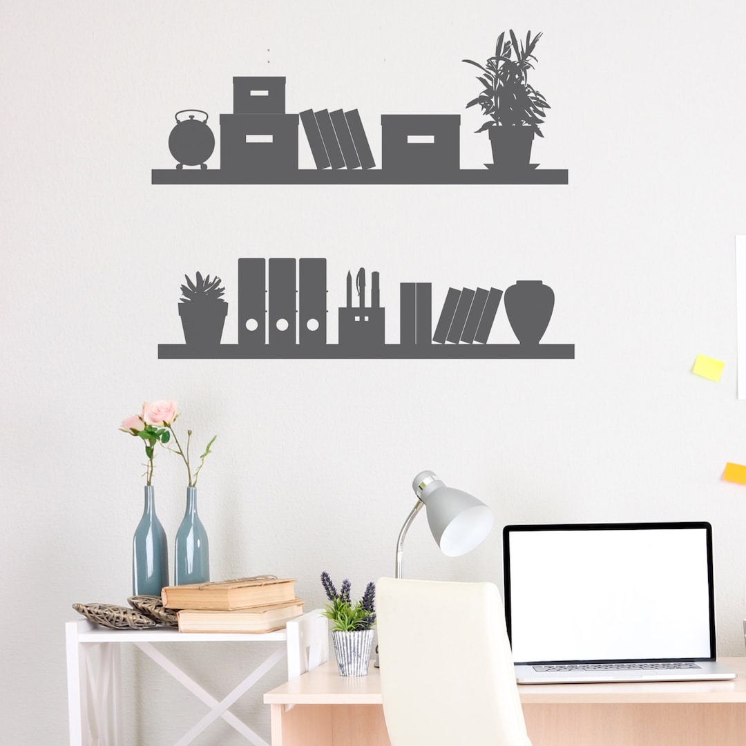 Shelf Wall Sticker - Study Shelf - Home Decor - Decals - Wall Stickers ...