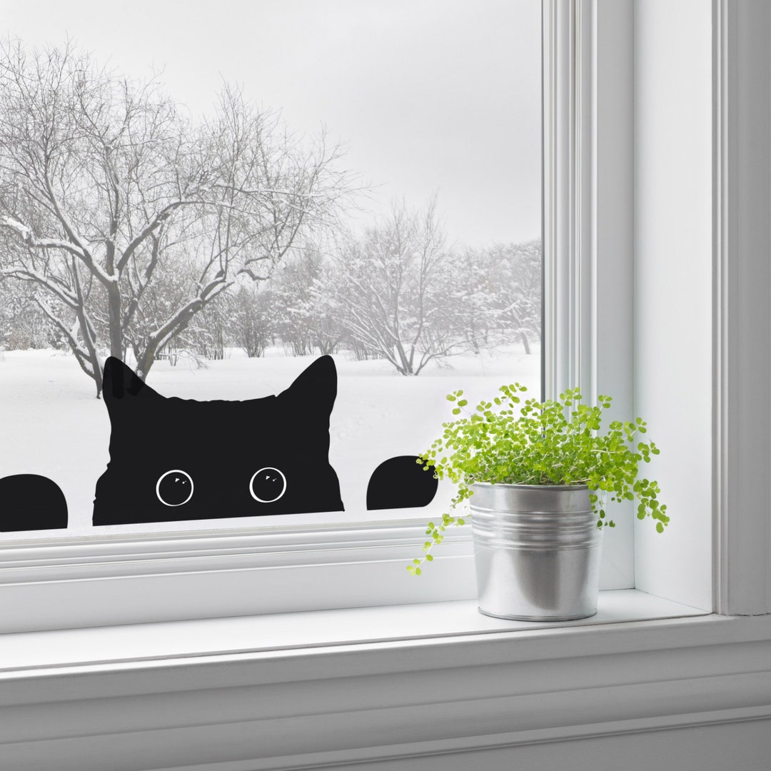Peeping Cat - Window Sticker - Animals - Pets - Sticker Art - Window ...