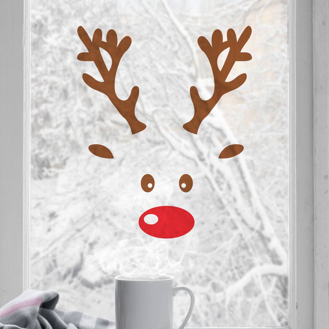 Reindeer Window Sticker-decal-wall Sticker-christmas-animal-cute Window ...