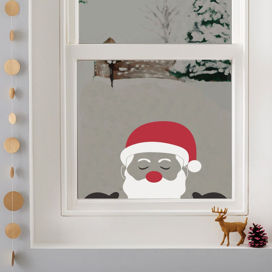 Peeping Santa Window Sticker. Christmas Window Decoration - Etsy UK