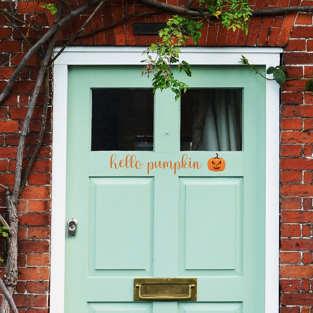 Hello Pumpkin Halloween Door Sticker - Etsy