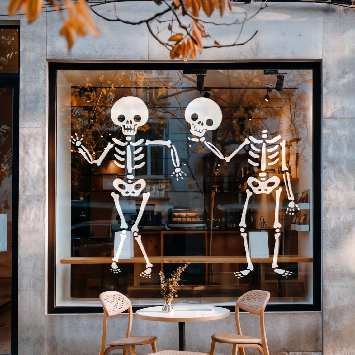 Skeleton Retail Vinyl. Shop Window Retail Graphics. Happy Halloween ...