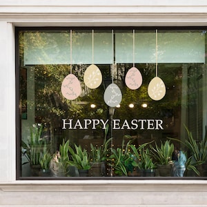 Floral Hanging Eggs Happy Easter Retail Window Vinyl - Etsy