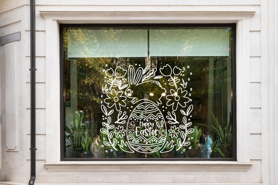 Happy Easter Mural Retail Window Vinyl - Etsy