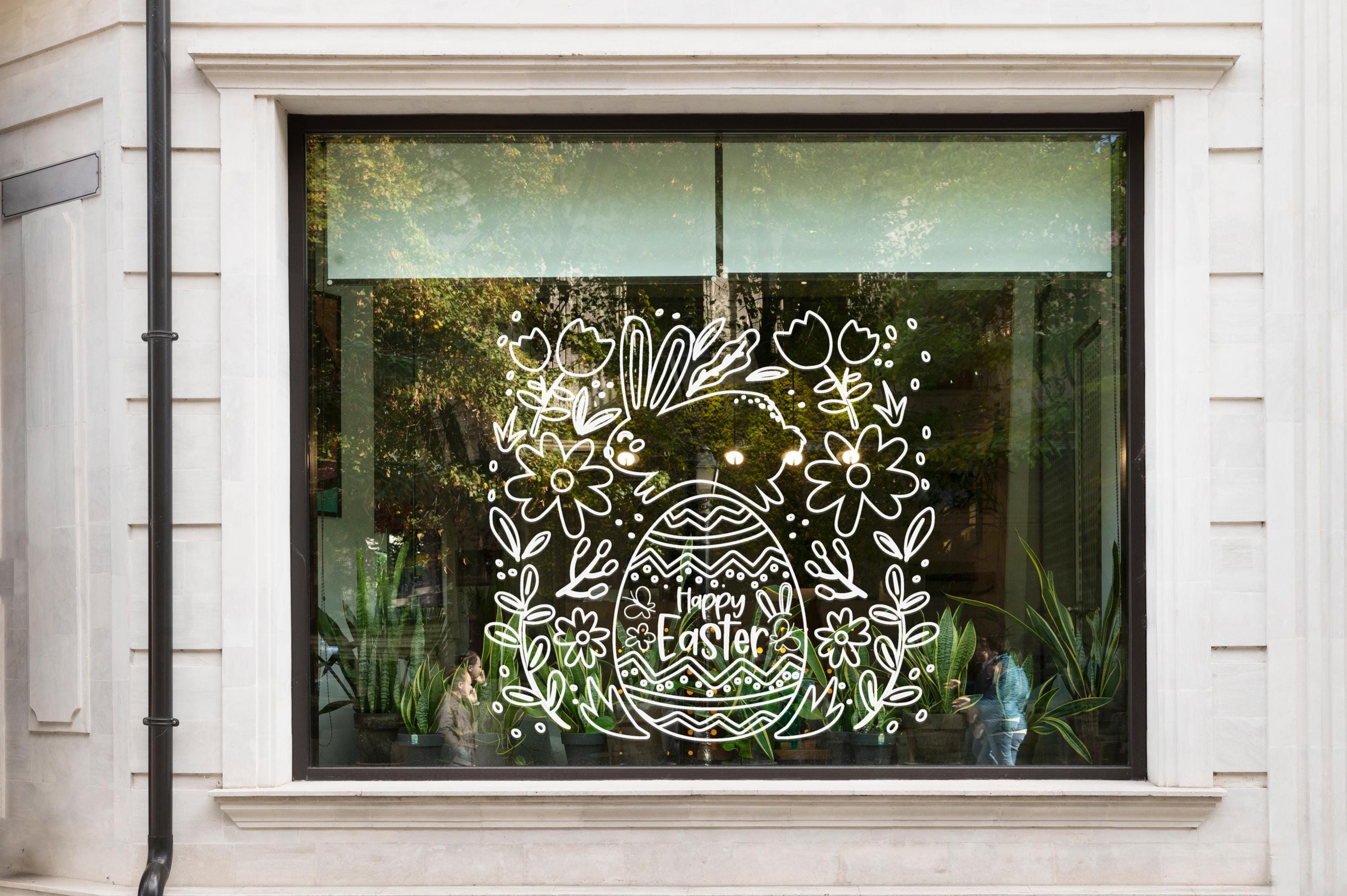 Happy Easter Mural Retail Window Vinyl - Etsy