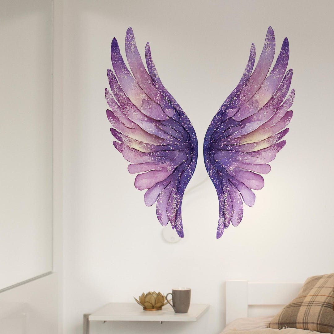 Purple Angel Wings Wall Stickers – Large Vinyl Wall Art for Home ...