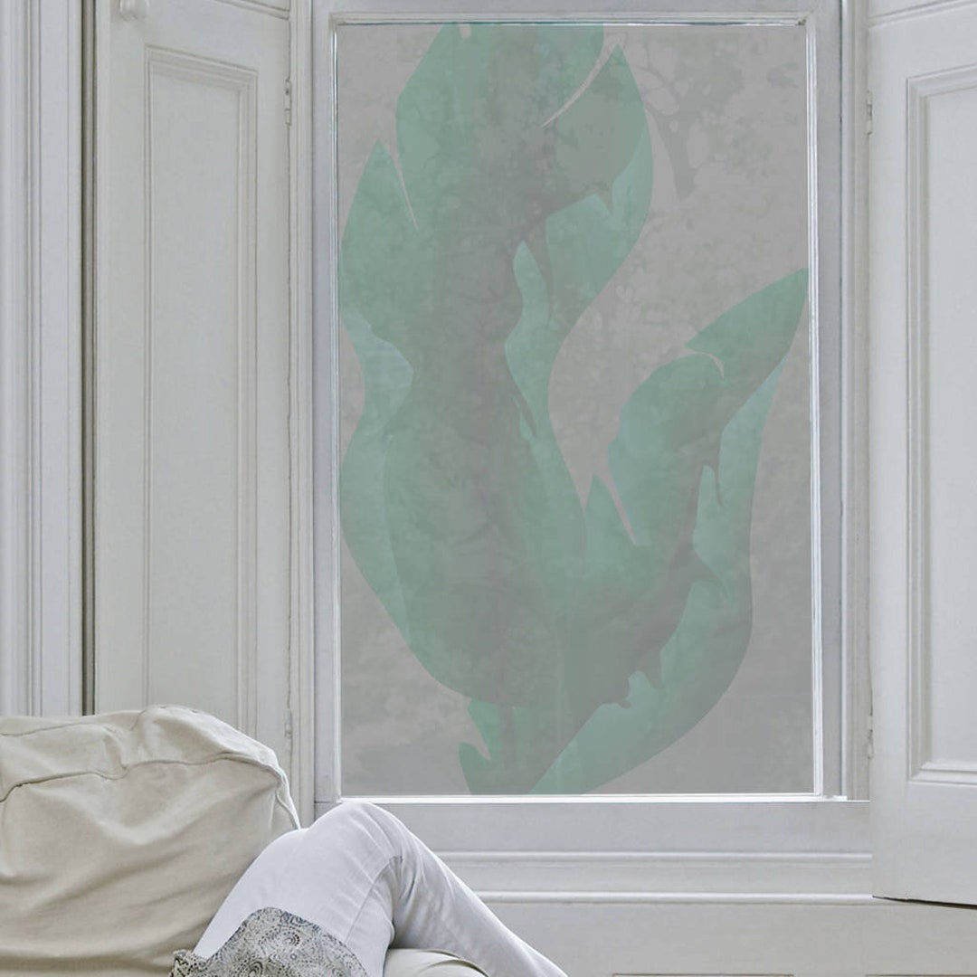 Large Tropical Leaves Window Film. Alternative Nets or Blinds. Security ...