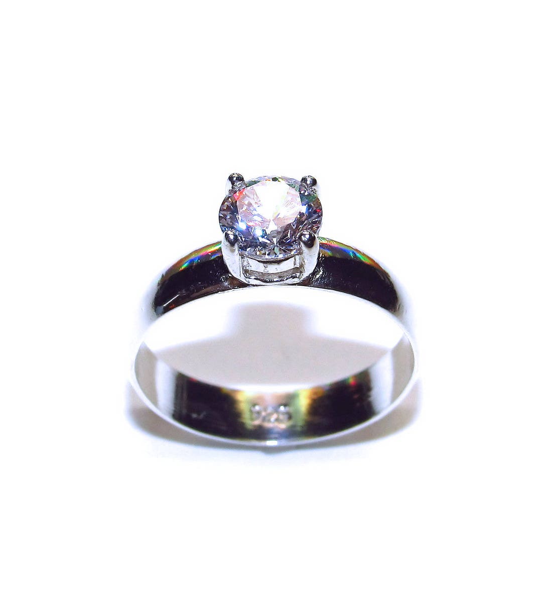Sterling Silver CZ Engagement Ring - Etsy