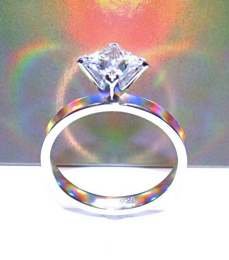 Princess Cut CZ Solitare Engagement Ring - Etsy
