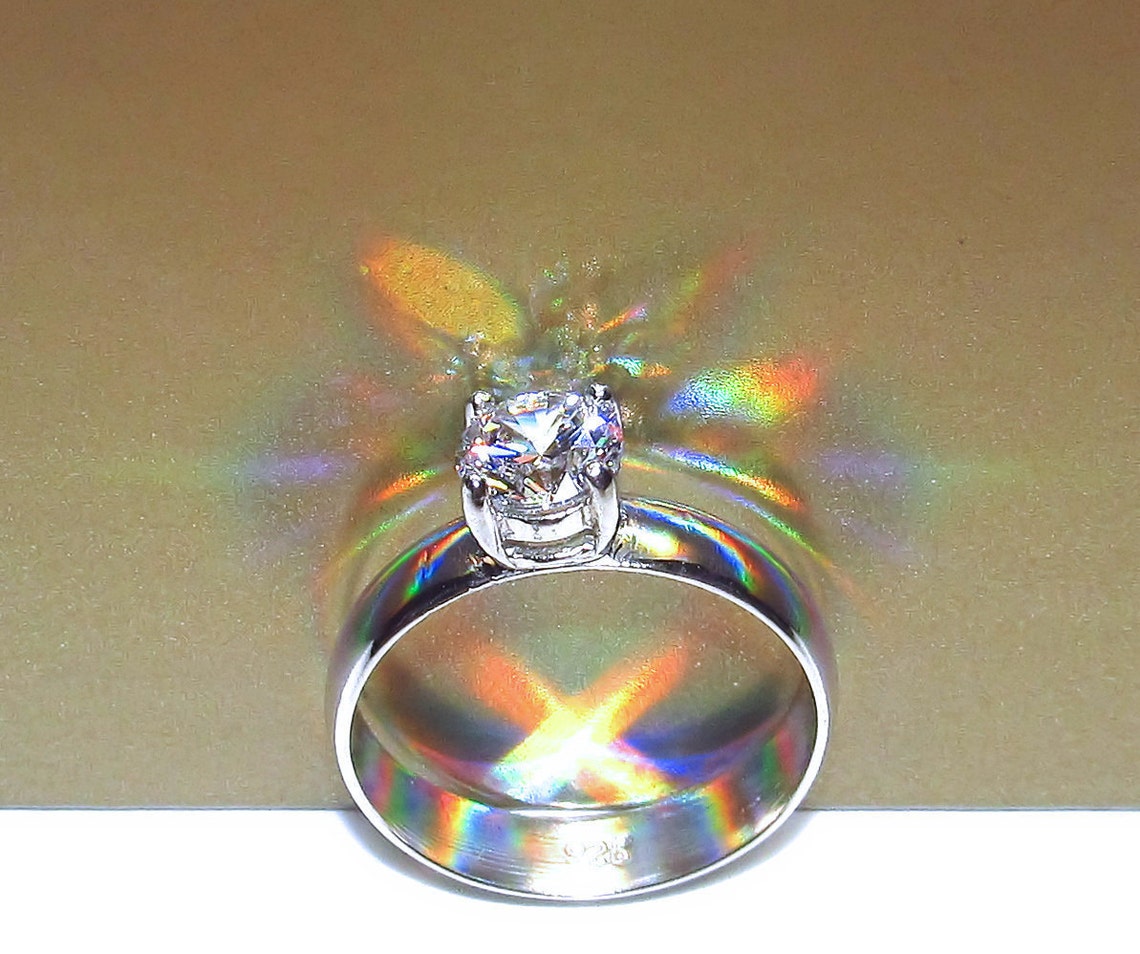 Sterling Silver CZ Engagement Ring - Etsy