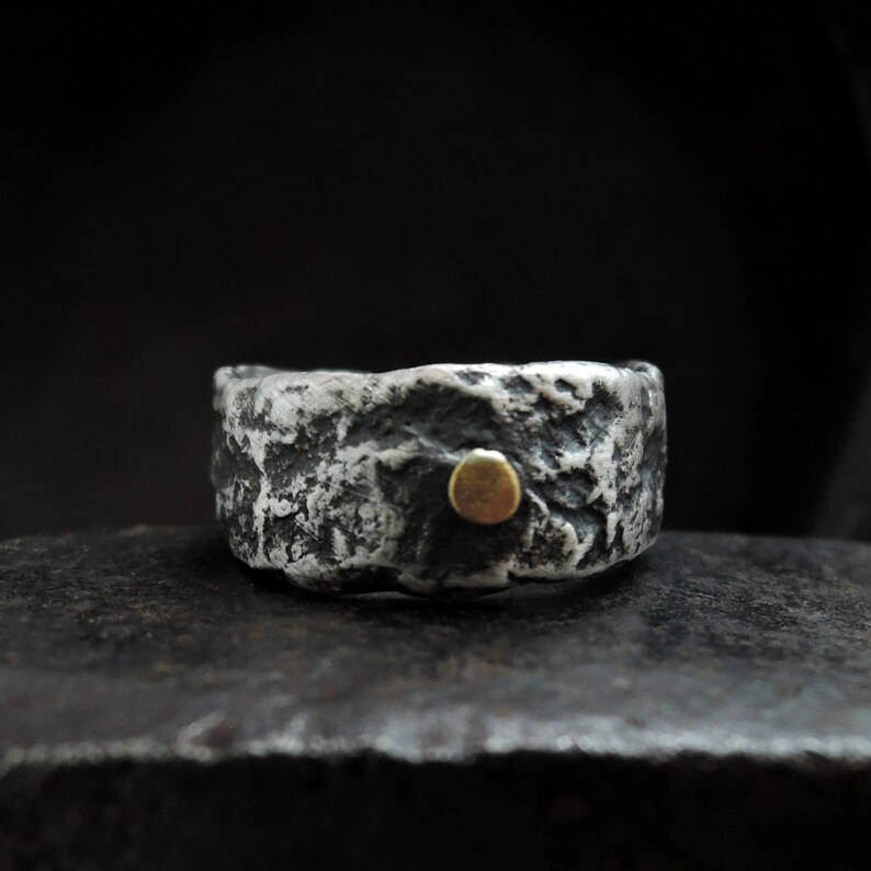 Men's Ring, Silver and Gold Chunky Ring - Etsy