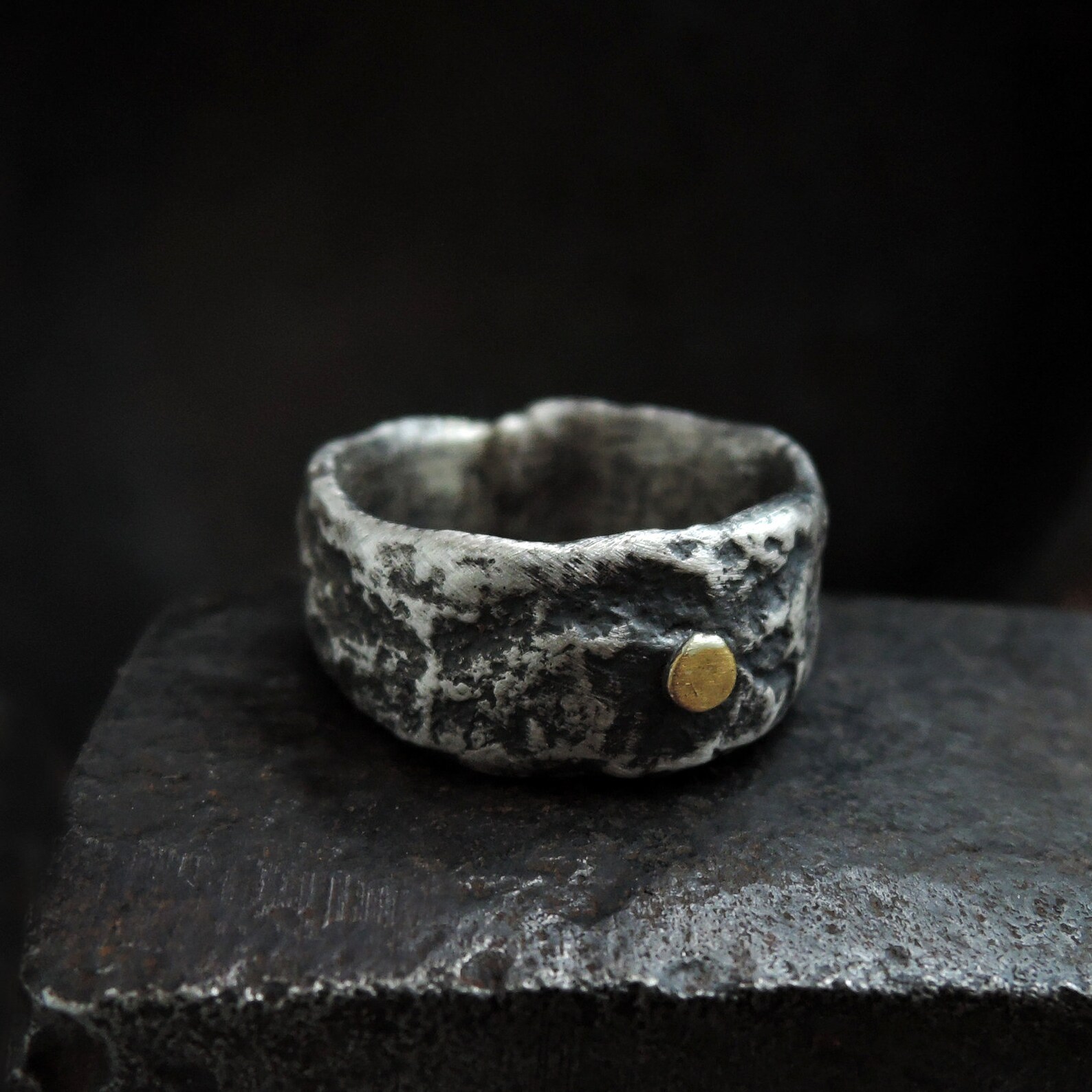 Men's Ring, Silver and Gold Chunky Ring - Etsy