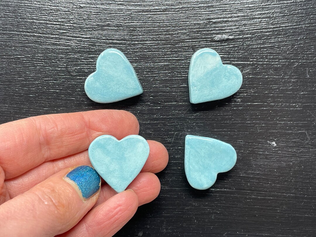 Small Blue Ceramic Love Heart Magnets Set / Valentines Heart Fridge ...