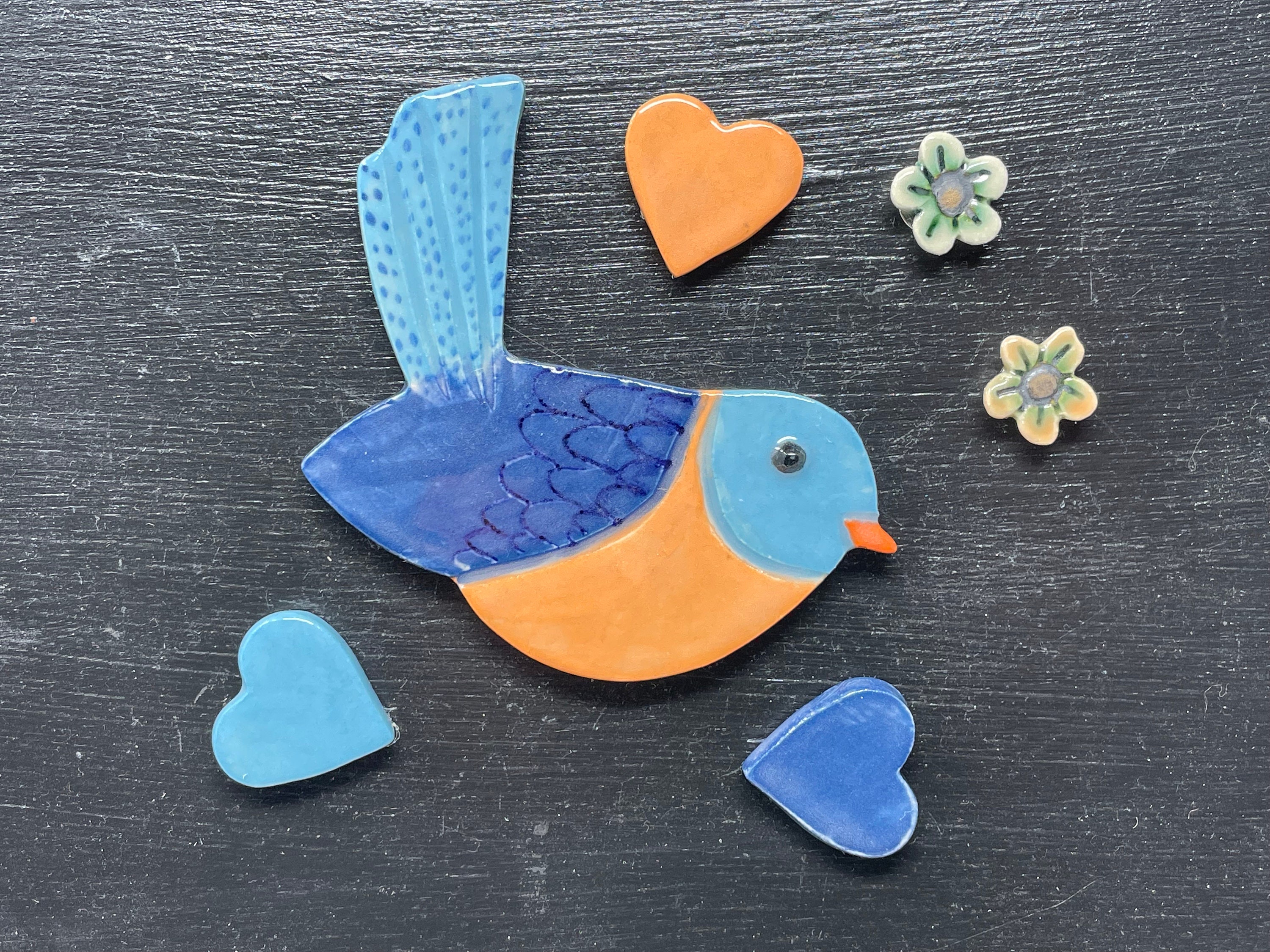 Set of 6 Nature Inspired Magnets Including a Cute Bird, Three Love ...