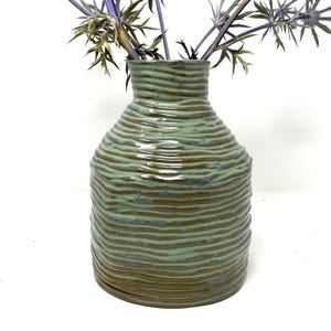 Handmade Ceramic Vase, Coiled Texture, Turquoise Glaze, Large Bouquet ...