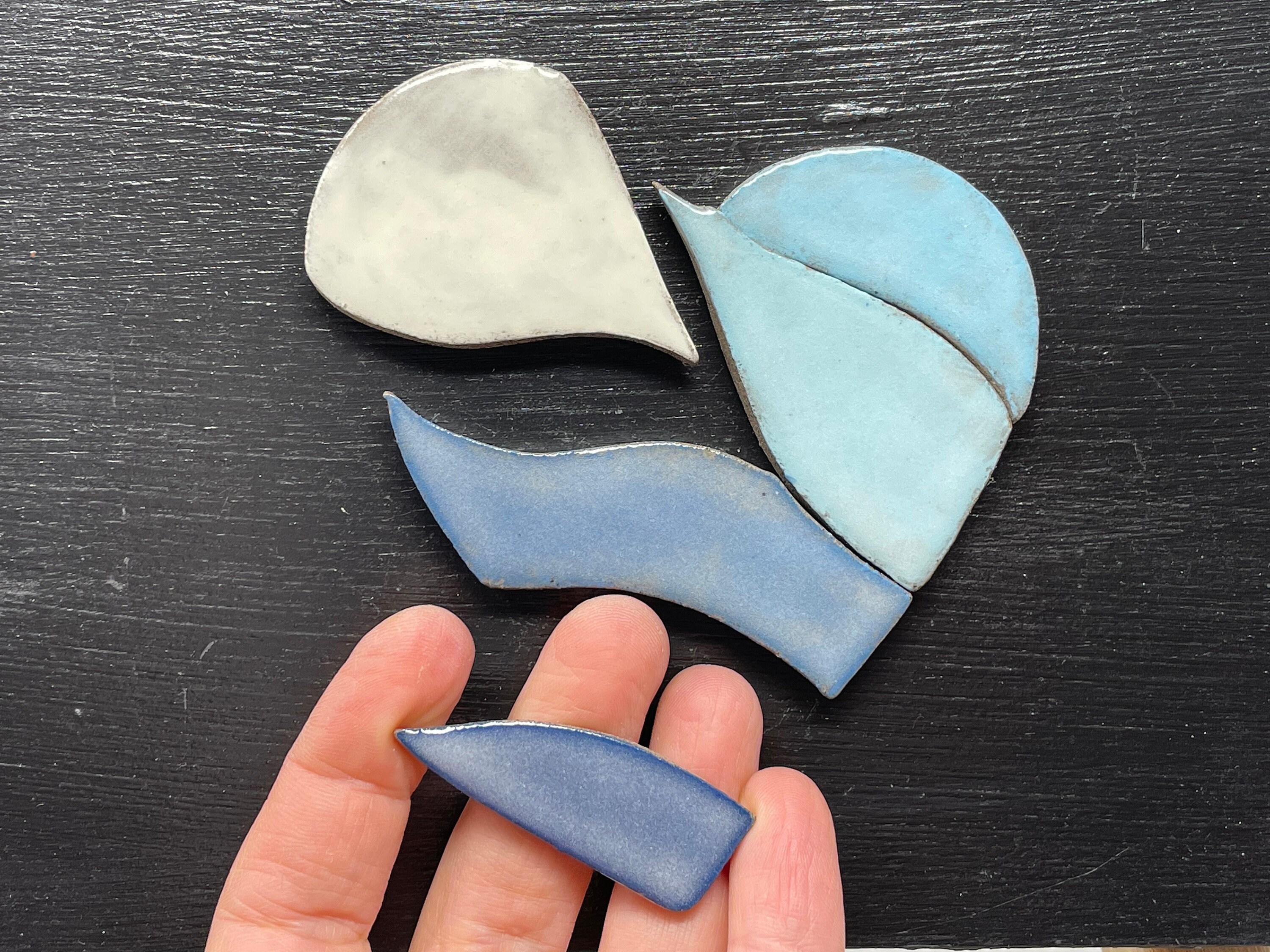 Blue and White Heart Shaped Magnet Set / Ceramic Mosaic Heart Fridge ...