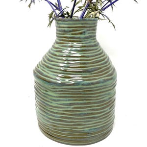 Handmade Ceramic Vase, Coiled Texture, Turquoise Glaze, Large Bouquet ...