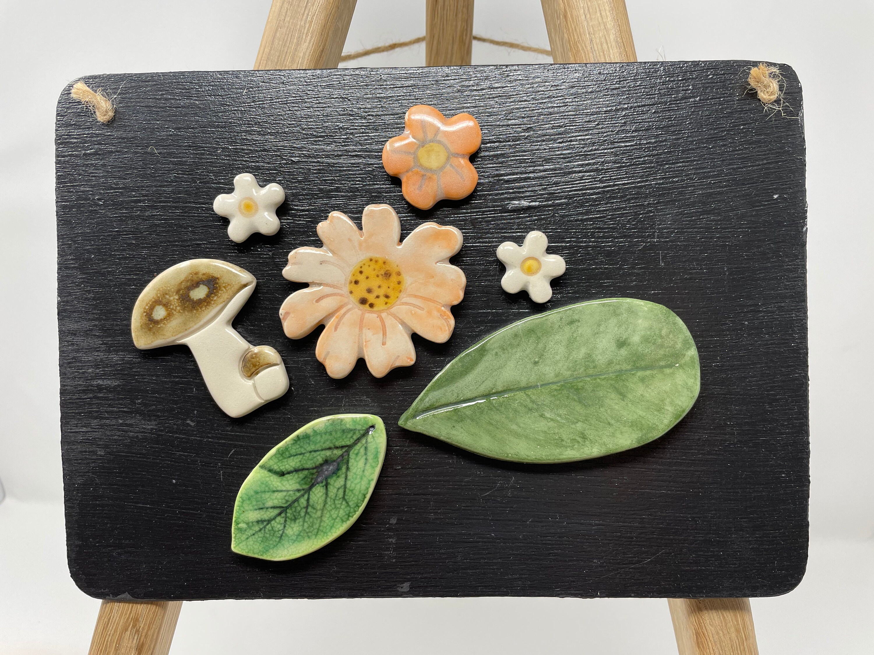 Set of 7 Nature Inspired Magnets in a Set/ Leafs, Orangey Peach Flowers ...