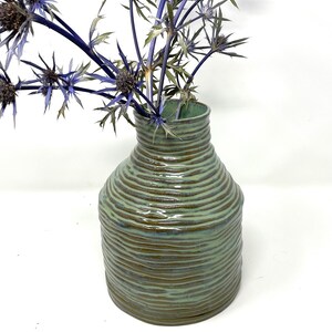 Handmade Ceramic Vase, Coiled Texture, Turquoise Glaze, Large Bouquet ...
