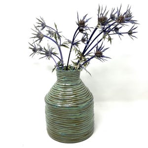 Handmade Ceramic Vase, Coiled Texture, Turquoise Glaze, Large Bouquet ...