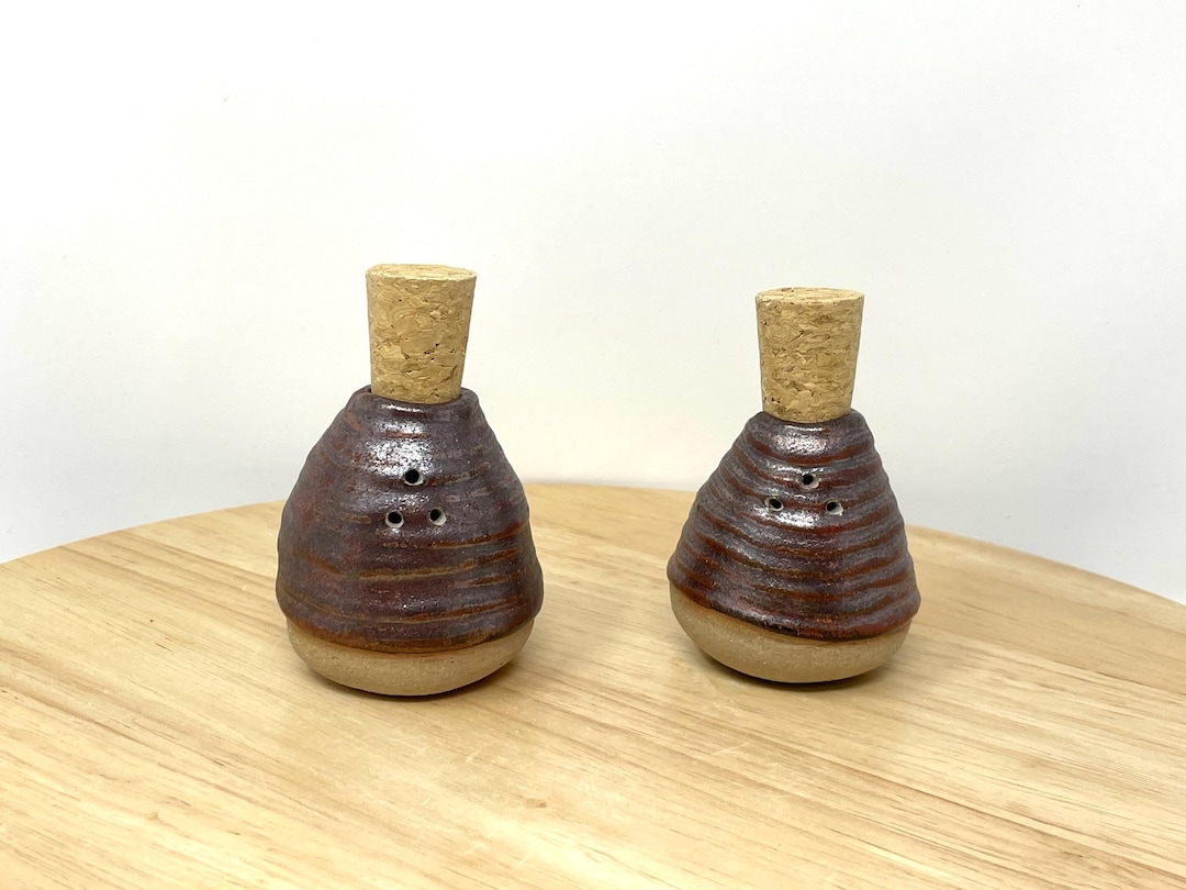 Handmade Ceramic Salt Shaker: Copper Glaze, Rusty Brown Coiled Clay - Etsy