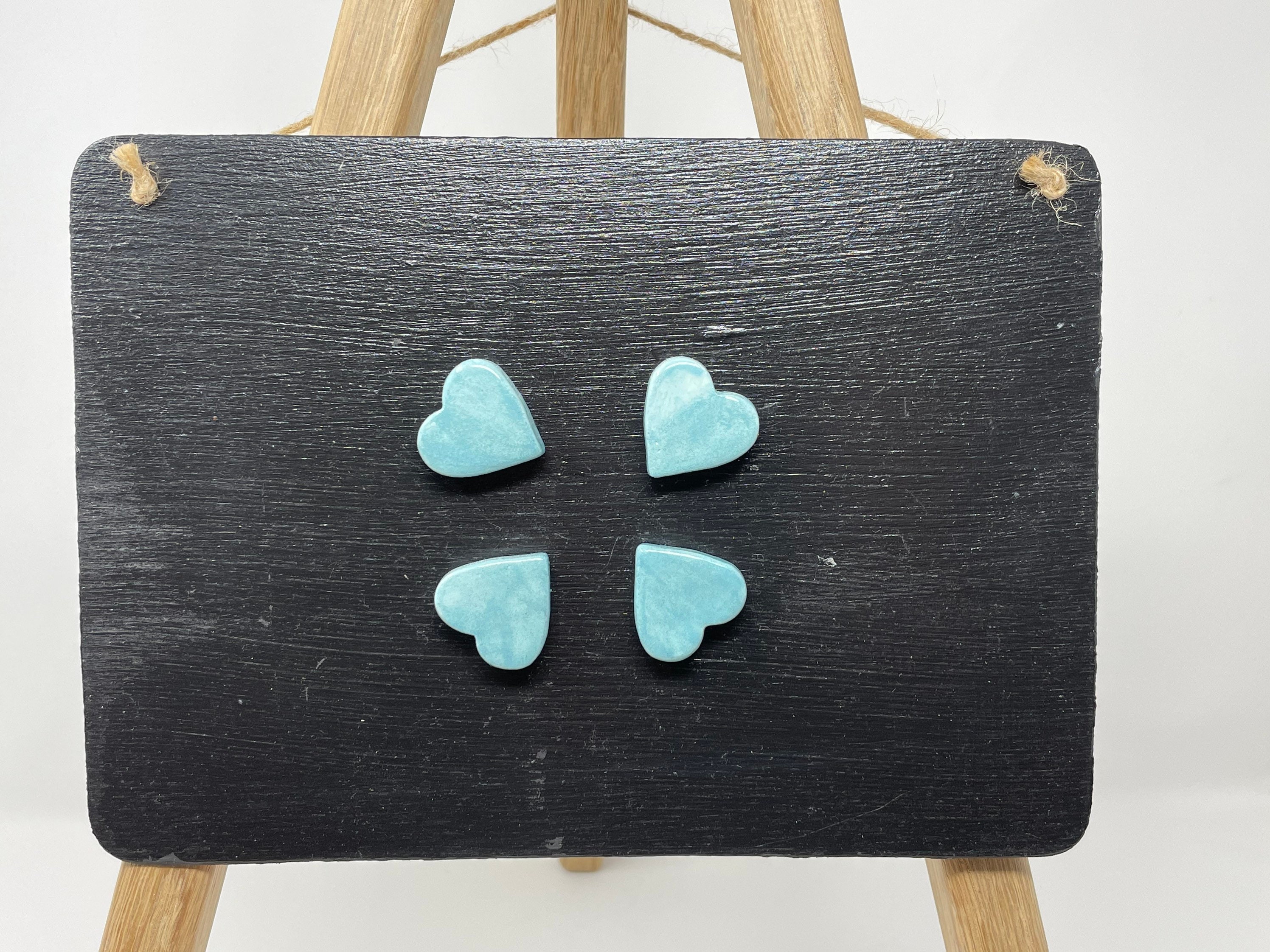 Small Blue Ceramic Love Heart Magnets Set / Valentines Heart Fridge ...