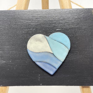 Blue and White Heart Shaped Magnet Set / Ceramic Mosaic Heart Fridge ...