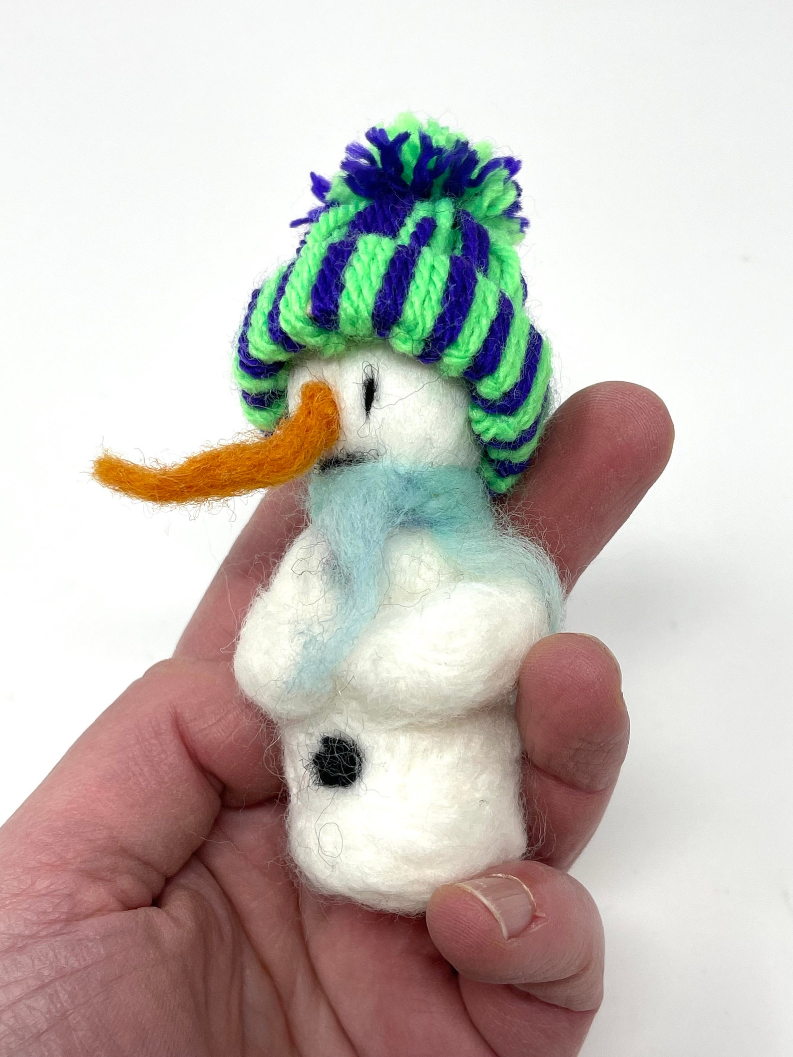 Mini Wool Needle Felted Snowman Hanging Christmas Ornaments - Etsy