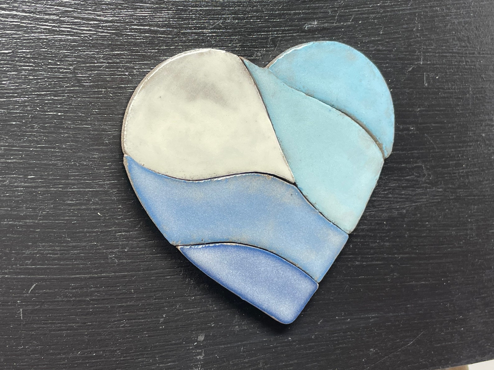 Blue and White Heart Shaped Magnet Set / Ceramic Mosaic Heart Fridge ...