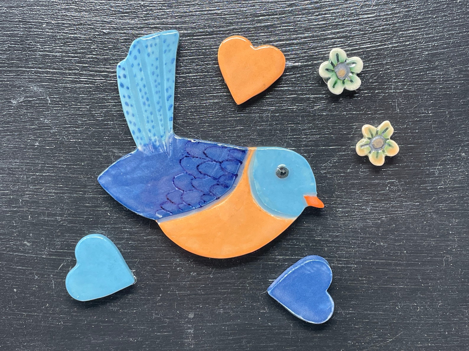 Handmade Ceramic Bird and Floral Magnets, Nature Lover Gift - Etsy