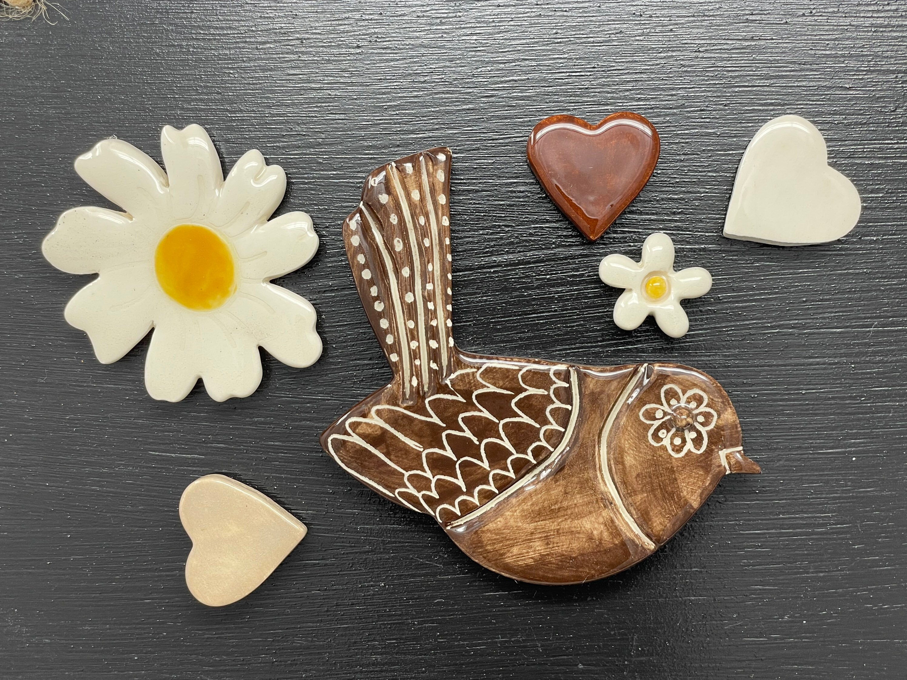 Handmade Ceramic Fridge Magnet Set Including 6 Magnets / Bird, Love ...