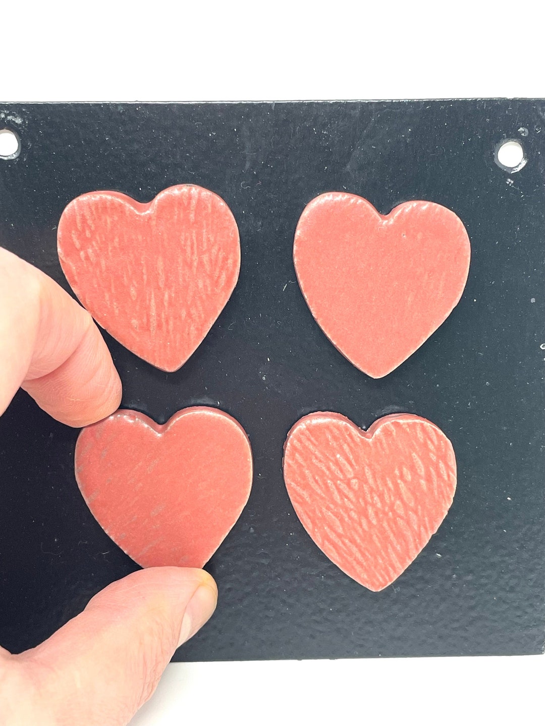 Satin Matte Red Medium Sized Ceramic Love Heart Magnets Set / Valentine ...
