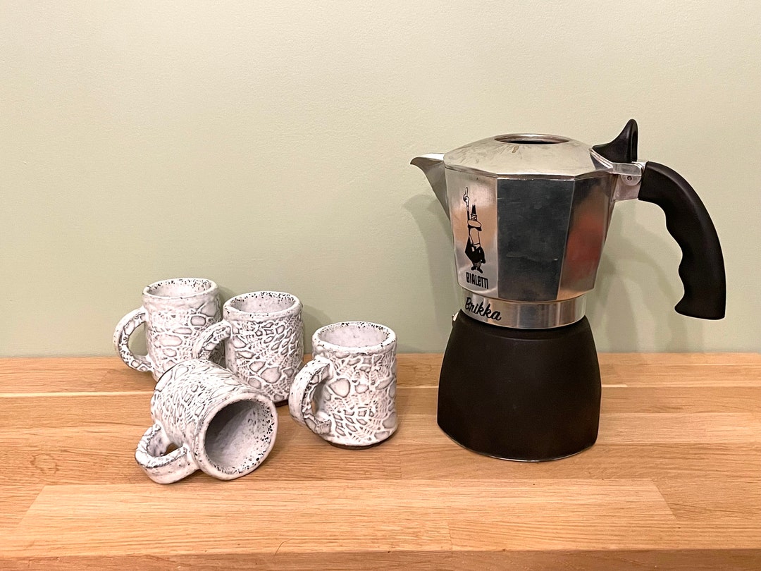 Handmade Textured White Ceramic Pottery Espresso Mugs With Handle - Etsy